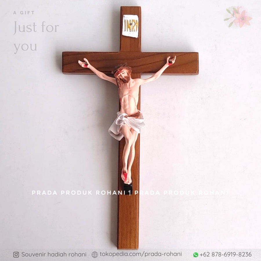 Jual Salib dinding kayu jati corpus warna putih ukuran 30cm | Shopee ...