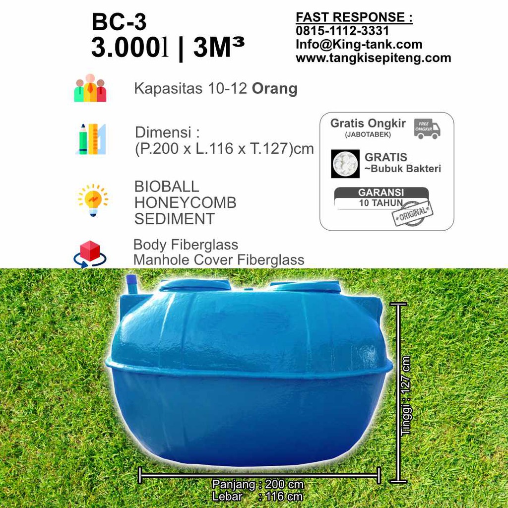 Jual Septictank BIO BIOTECH-BIOFIL-BIOTANK 3000L / 3m3 | Shopee Indonesia