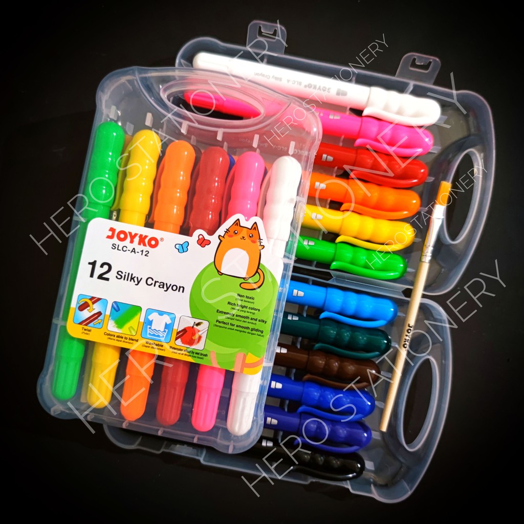 Jual Krayon halus silky crayon joyko 12 warna SLC-A-12 | Shopee Indonesia
