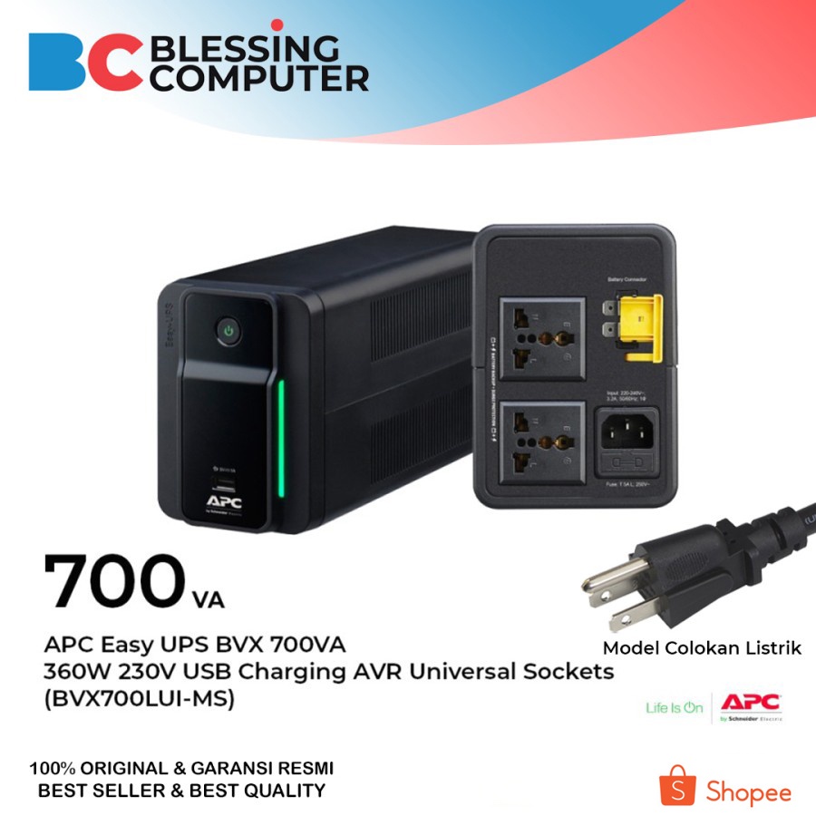 Jual UPS APC BVX 700VA 360W 230V AVR Universal Sockets (BVX700LUI-MS ...