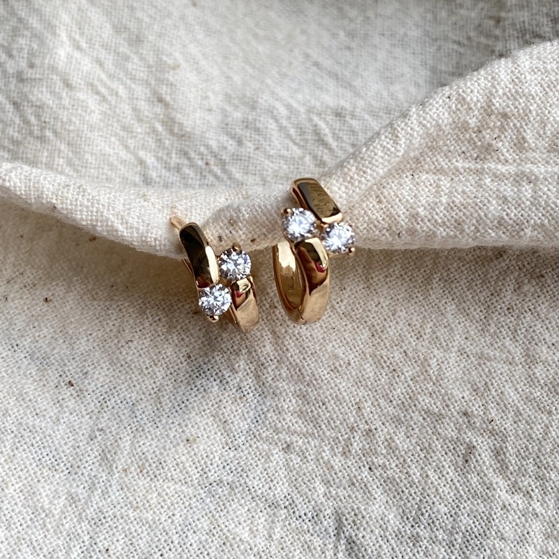 Jual Anting Hoop Rhodium Anti Karat Rose Gold Berlian Dengan Zircon ...