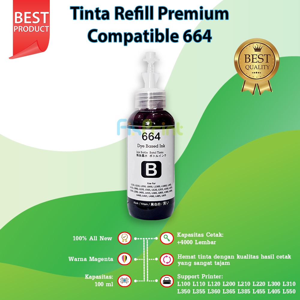 Jual Tinta Refill 664 Refil Premium Printer Epsn L120 L121 L110 L210 L350 L800 L805 L810 L850 ...