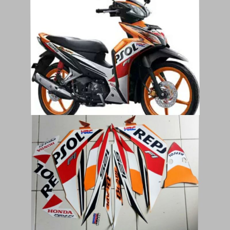 Jual STIKER STRIPING LIS LES POLET BODY MOTOR HONDA BLADE REPSOL FI ...