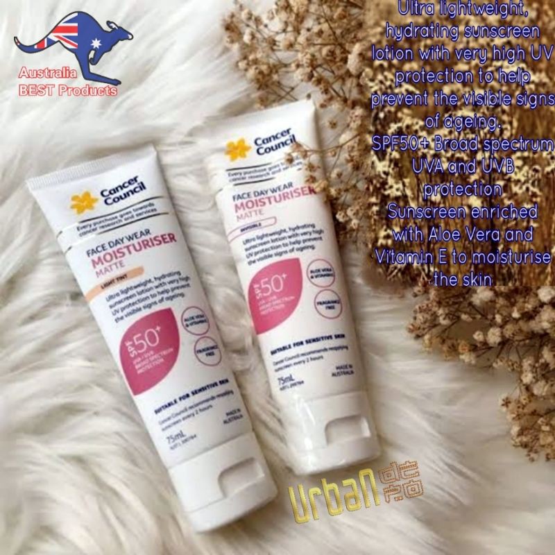 Jual Cancer Council Daywear Moisturiser Matte SPF50+ Light Tint or ...