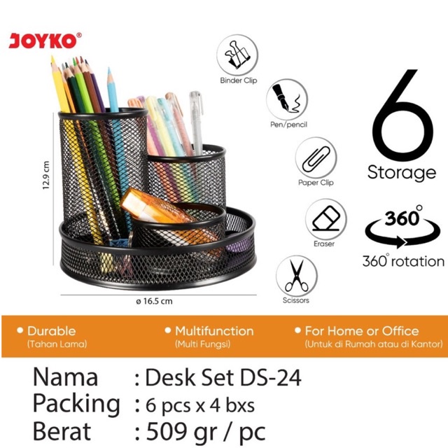 Jual Ds24 Wire Mesh Desk Set / Pen Holder / Tempat Alat Tulis Jaring ...