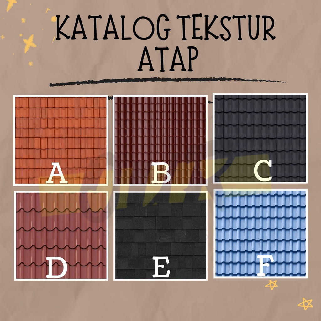 Jual STIKER TEKSTUR MOTIF ATAP MATERIAL PADA MINIATUR MAKET, SKALA 1:20 ...
