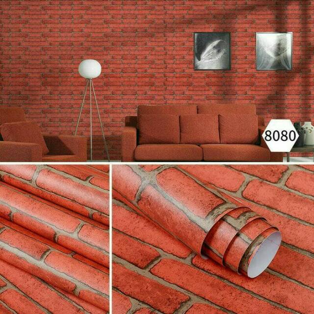 Jual Wallpaper Sticker Batu Bata Merah Ukuran 10m x 45cm | Shopee Indonesia