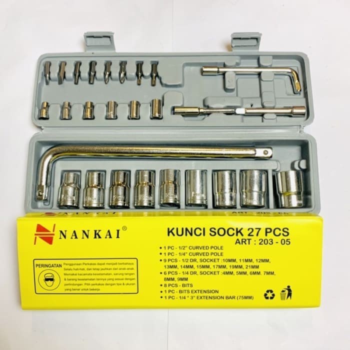 Jual NANKAI - Kunci Sok Set 27 pcs Socket Wrench Shock Tool Kit 27pcs ...