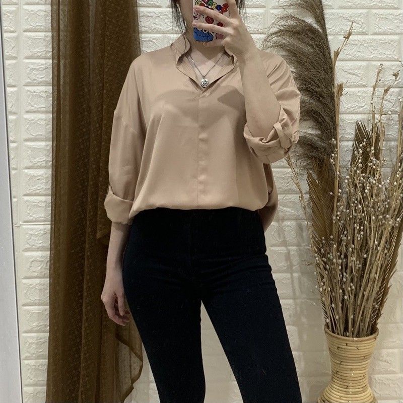 Jual KEMEJA V NECK WANITA UKURAN S M L XL / KEMEJA WANITA / KEMEJA ...