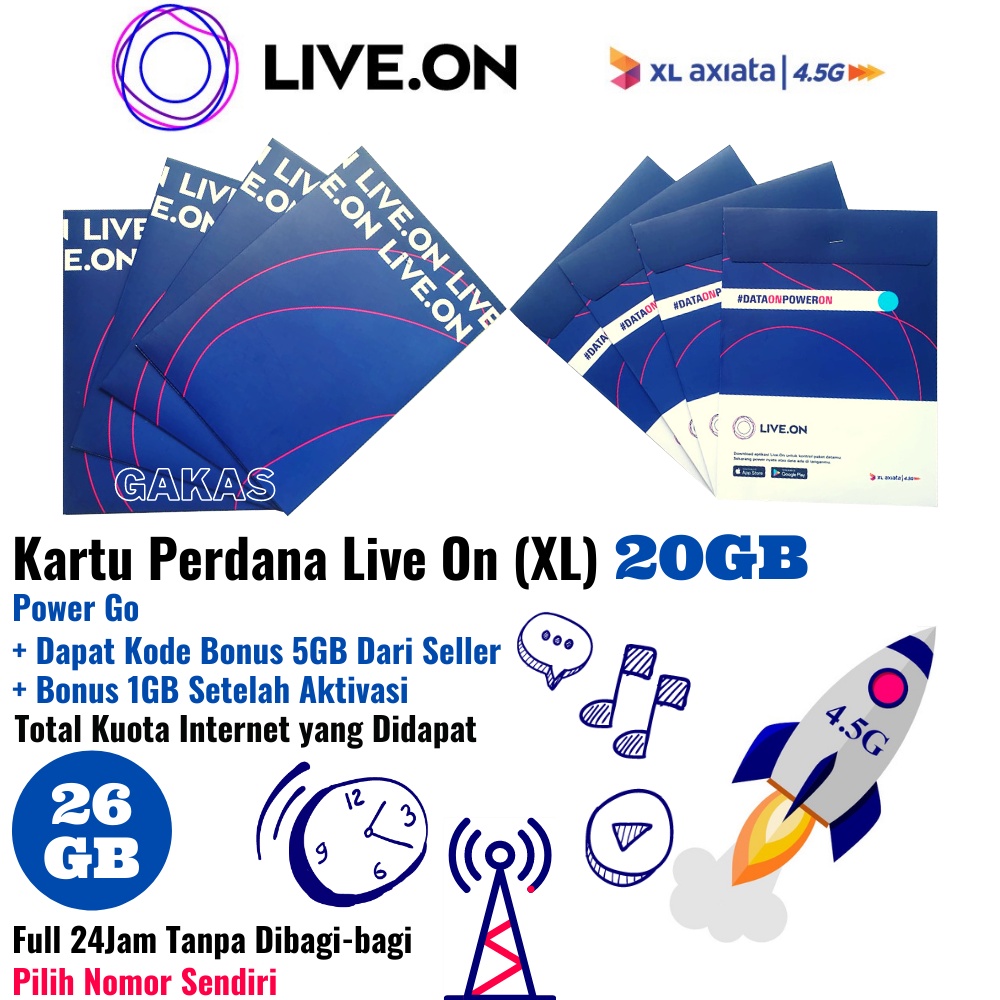 Jual Kartu Perdana Live On XL - 20GB | Shopee Indonesia