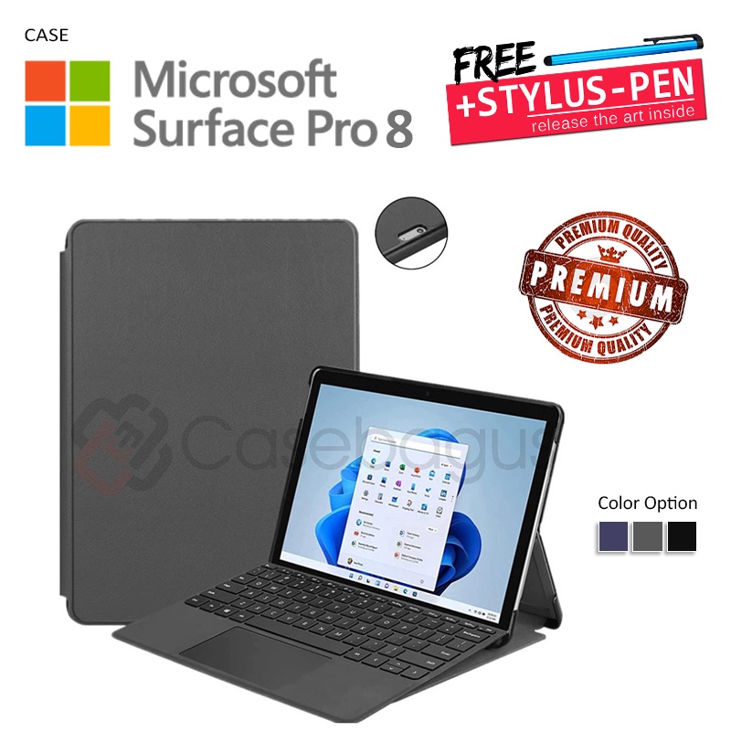 Jual Microsoft Surface Pro 8 2021 - Ultra Slim Leather Flip Case Cover ...