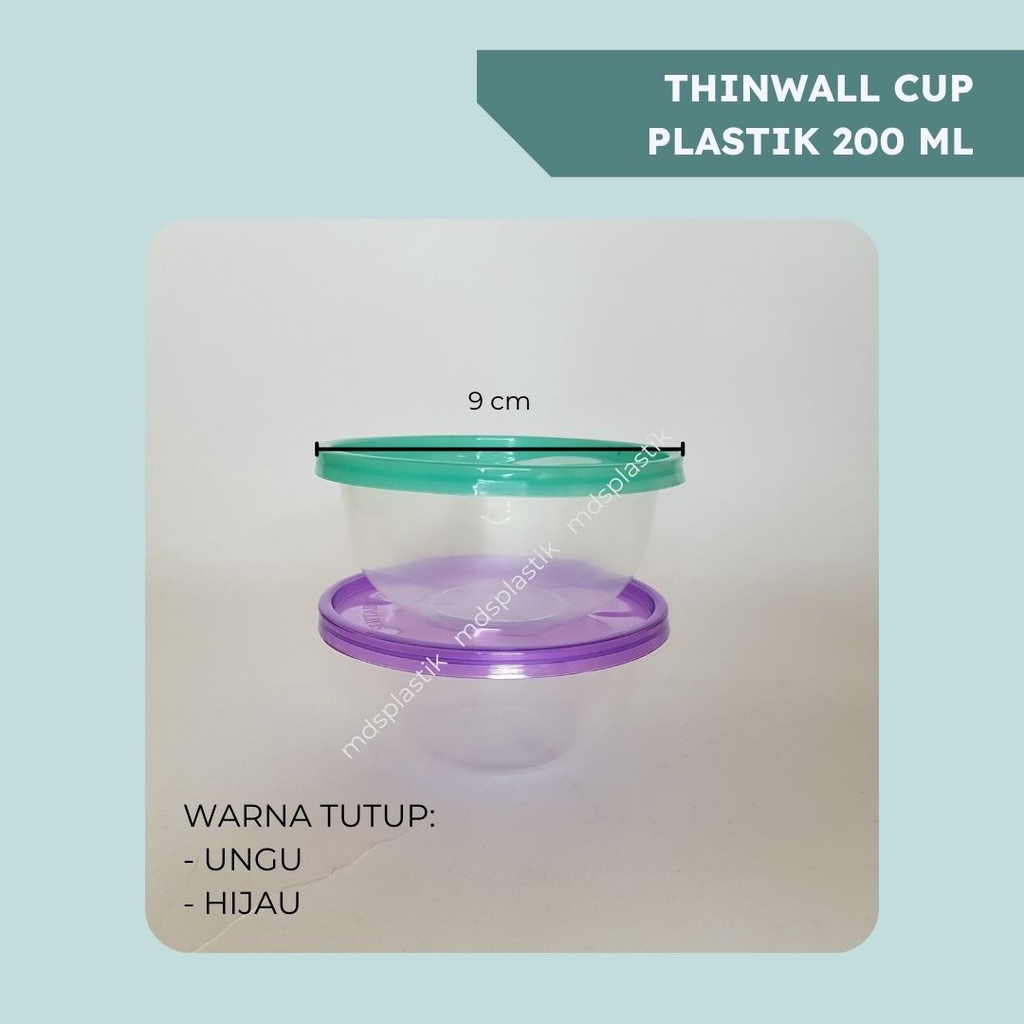 Jual CUP THINWALL 200 ML TUTUP WARNA / MANGKOK PLASTIK | Shopee Indonesia