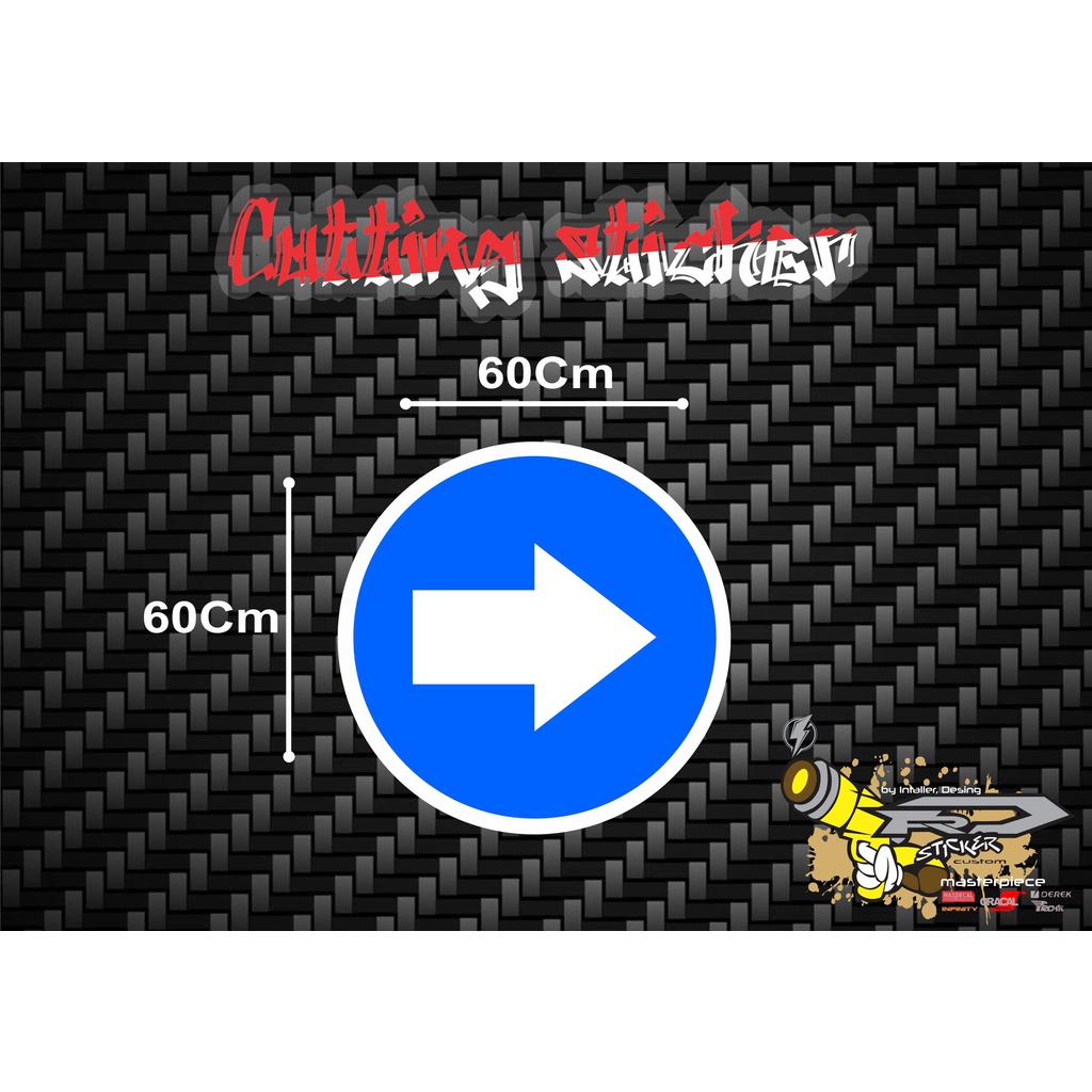 Jual sign rambu arah panah diameter 60cm (stiker cutting reflektif ...