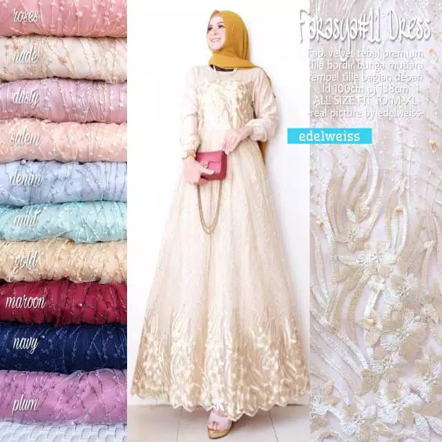 Jual GAMIS KONDANGAN DRESS WANITA MUSLIM PAKAIAN WANITA GAMIS SYAR'I TERBARU STEVILA DRESS M/L ...