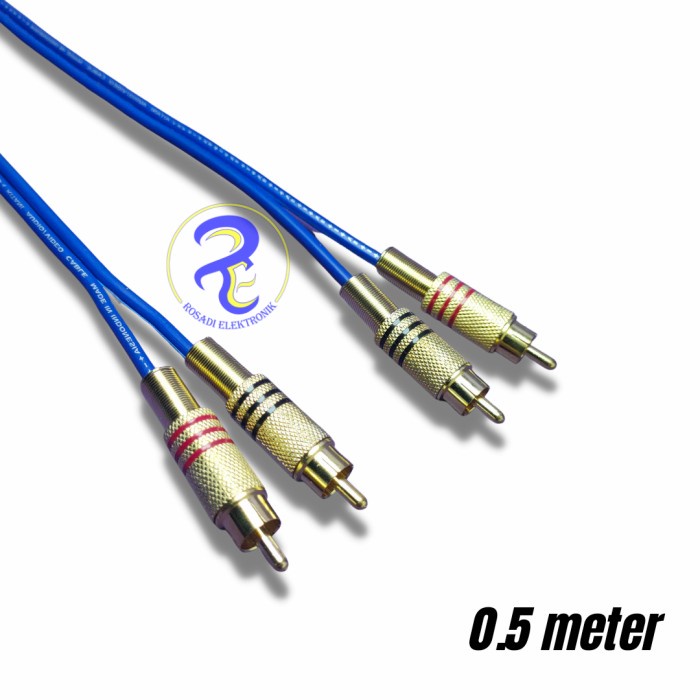 Jual kabel rca to rca audio 2 to 2 kabel amplifier subwoofer 50cm ...