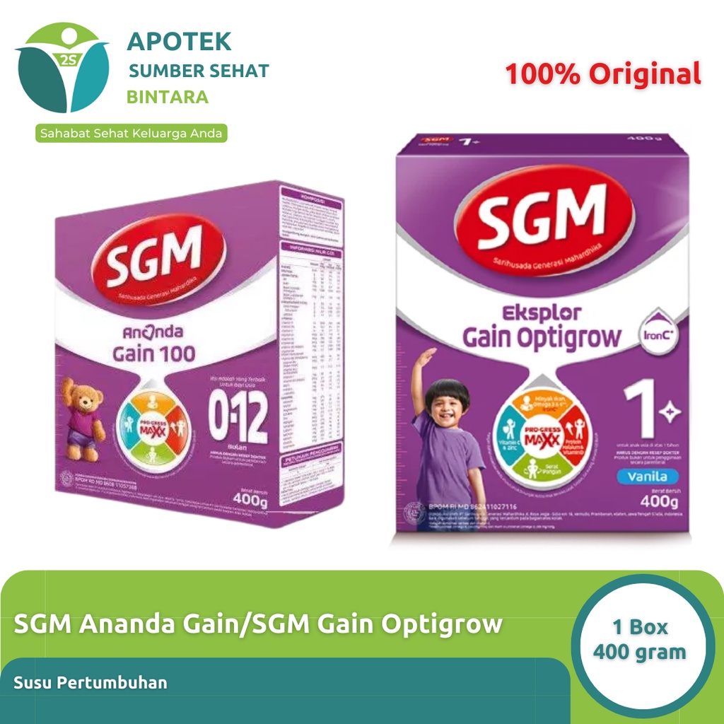 Jual Susu SGM Ananda Gain 0-12 Bulan/Eksplor Gain Optigrow 1+ 400 gram ...