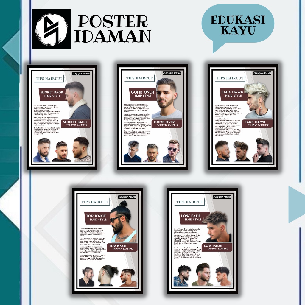 Jual POSTER IDAMAN- Poster kayu barbershop - Hiasan dinding barbershop ...
