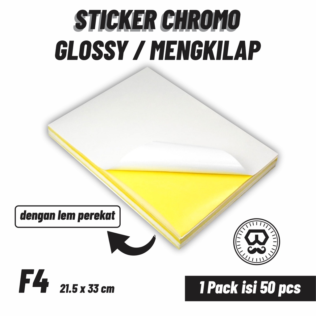 Jual 1 PACK / 50 PCS KERTAS STICKER GLOSSY UKURAN F4 (STICKER CROMO ...