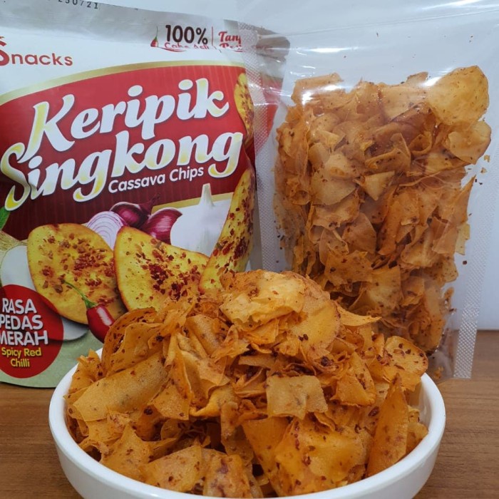 Jual KERIPIK SINGKONG PEDAS MERAH CURAH 150g (Repacking) | Shopee Indonesia