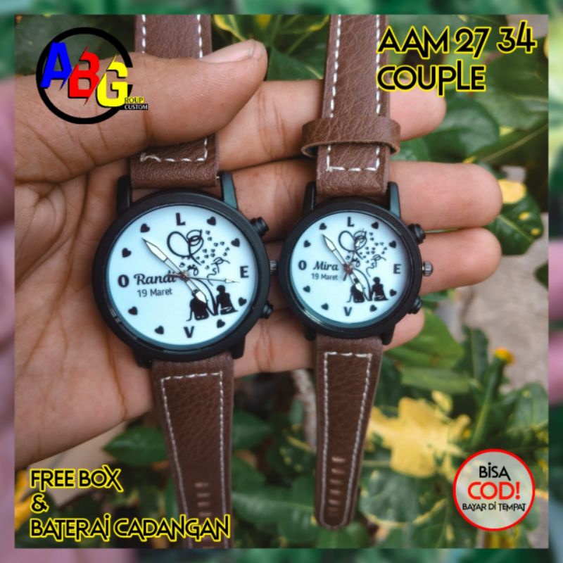Jual JAM TANGAN COUPLE CUSTOM BISA REQUEST DESAIN BONUS BOX DAN BATRAI ...