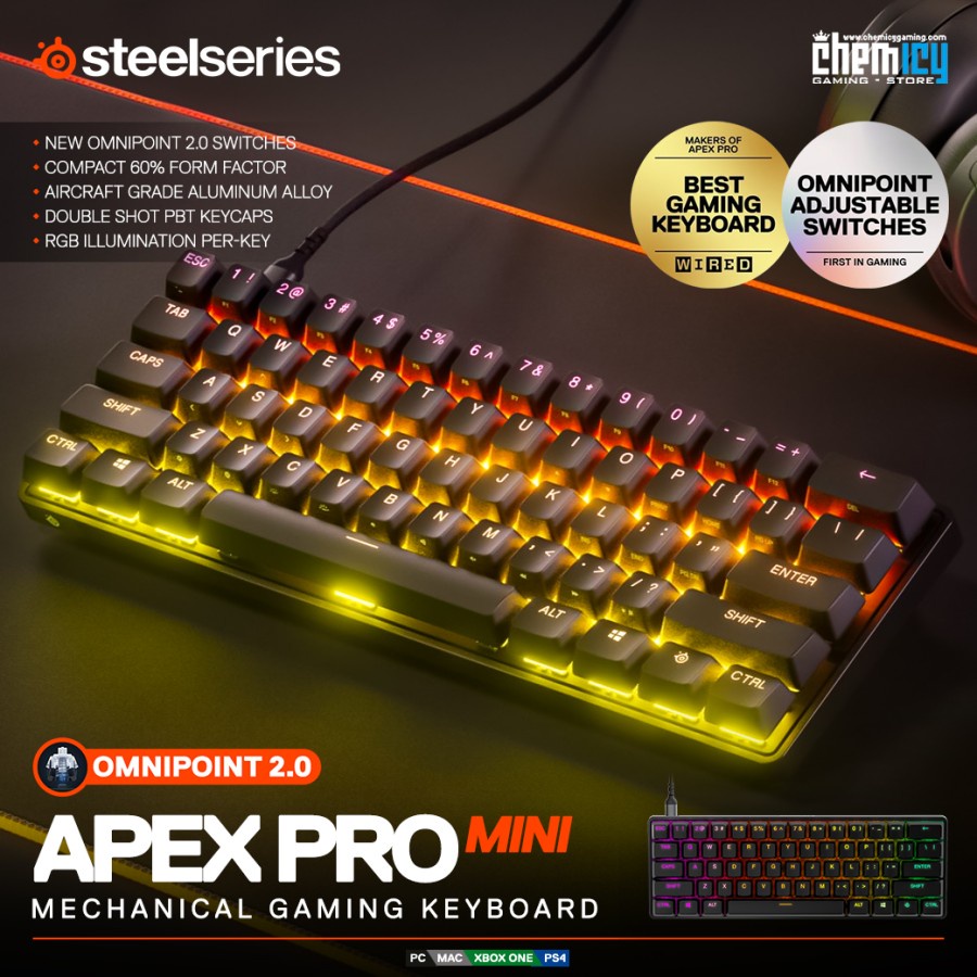 Jual Steelseries Apex Pro Mini 60% Omnipoint RGB Mechanical Gaming ...