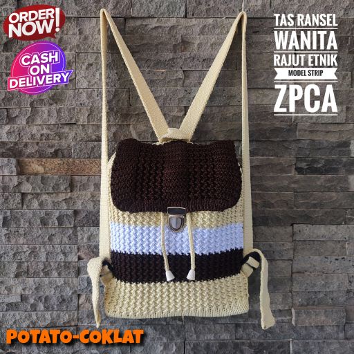 Jual Tas Ransel Rajut Wanita Strip Milenial Terlaris | Shopee Indonesia