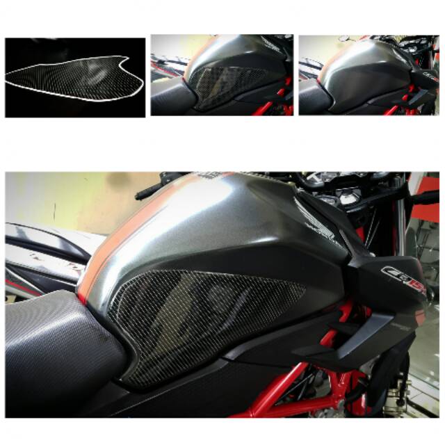 Jual Sticker CBR150R streetfire side tank pad doming 3D carbon kevlar ...