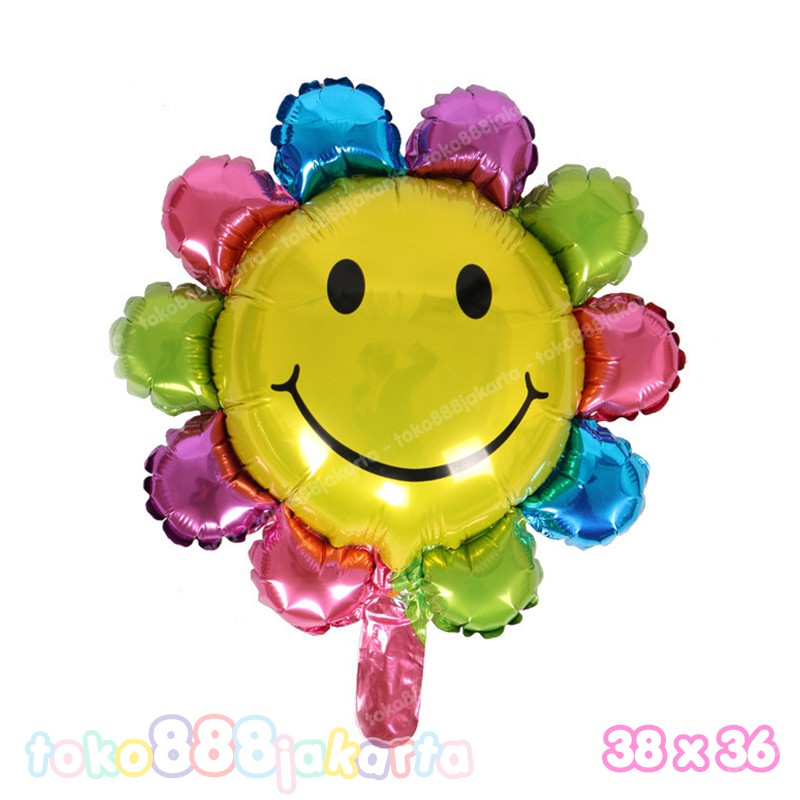Jual BALON FOIL KECIL EMOJI EMOTICON SMILEY SUNFLOWER BUNGA MATAHARI ...