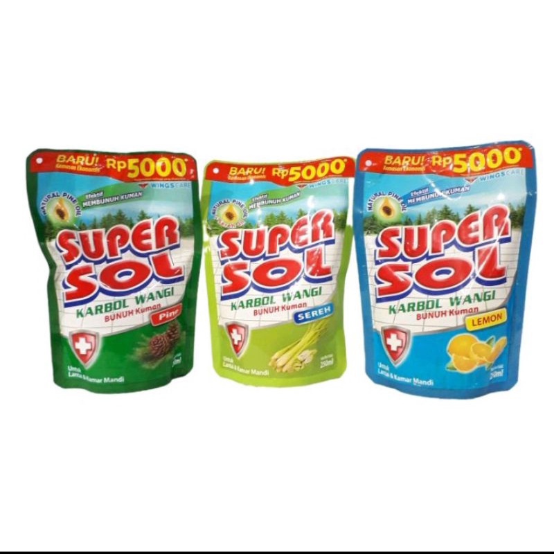 Jual Carbol Supersol pembersih lantai pouch 250ml @5000an | Shopee ...