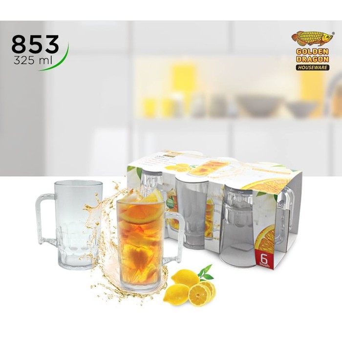 Jual GELAS TEH GAGANG 853 GOLD DRAGON / GELAS ES GAGANG PUTIH 325ML GOLD DRAGON / GELAS TEH B-20 ...