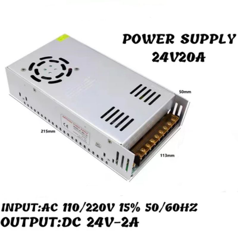 Jual Switching Power Supply PSU 24V 20A High Quality, 24 Volt 20 Ampere Cooling Fan Jaring ...