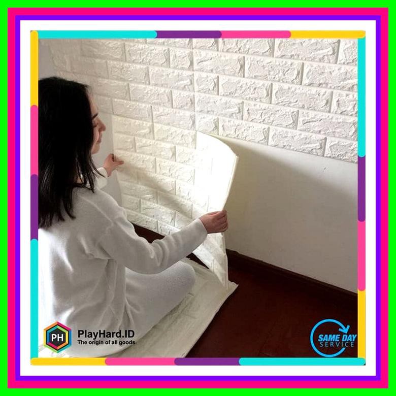 Jual Sticker Wallpaper Dinding 3D Embosed Model Bata - Putih ...