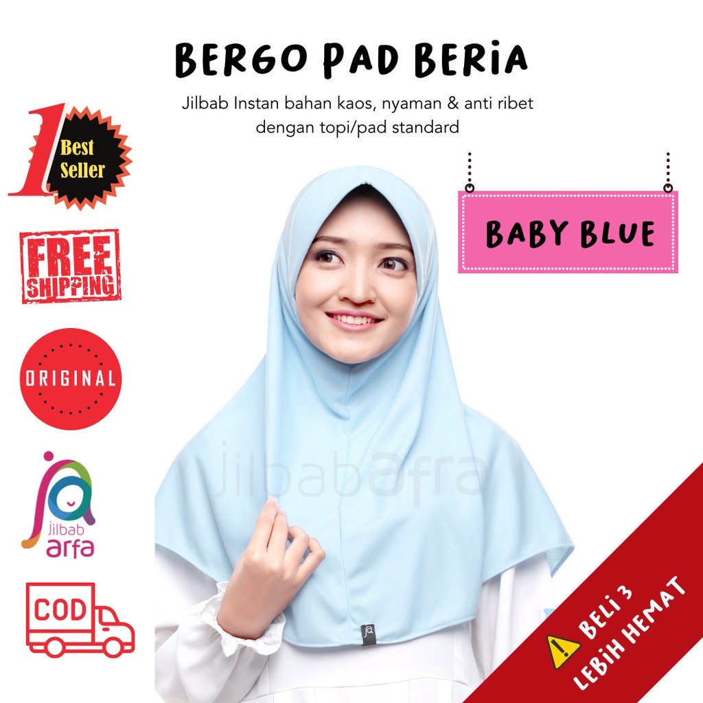 Jual Jilbab Beria Baby Blue - Bergo Jilbab Afra - Hijab Instan Bahan ...