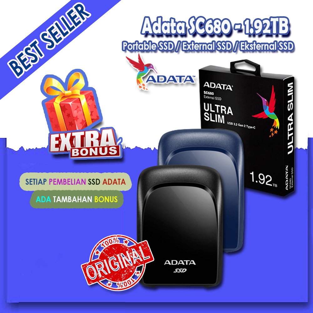 Jual ADATA SC680 1.92TB - Portable SSD / External SSD / Eksternal SSD | Shopee Indonesia