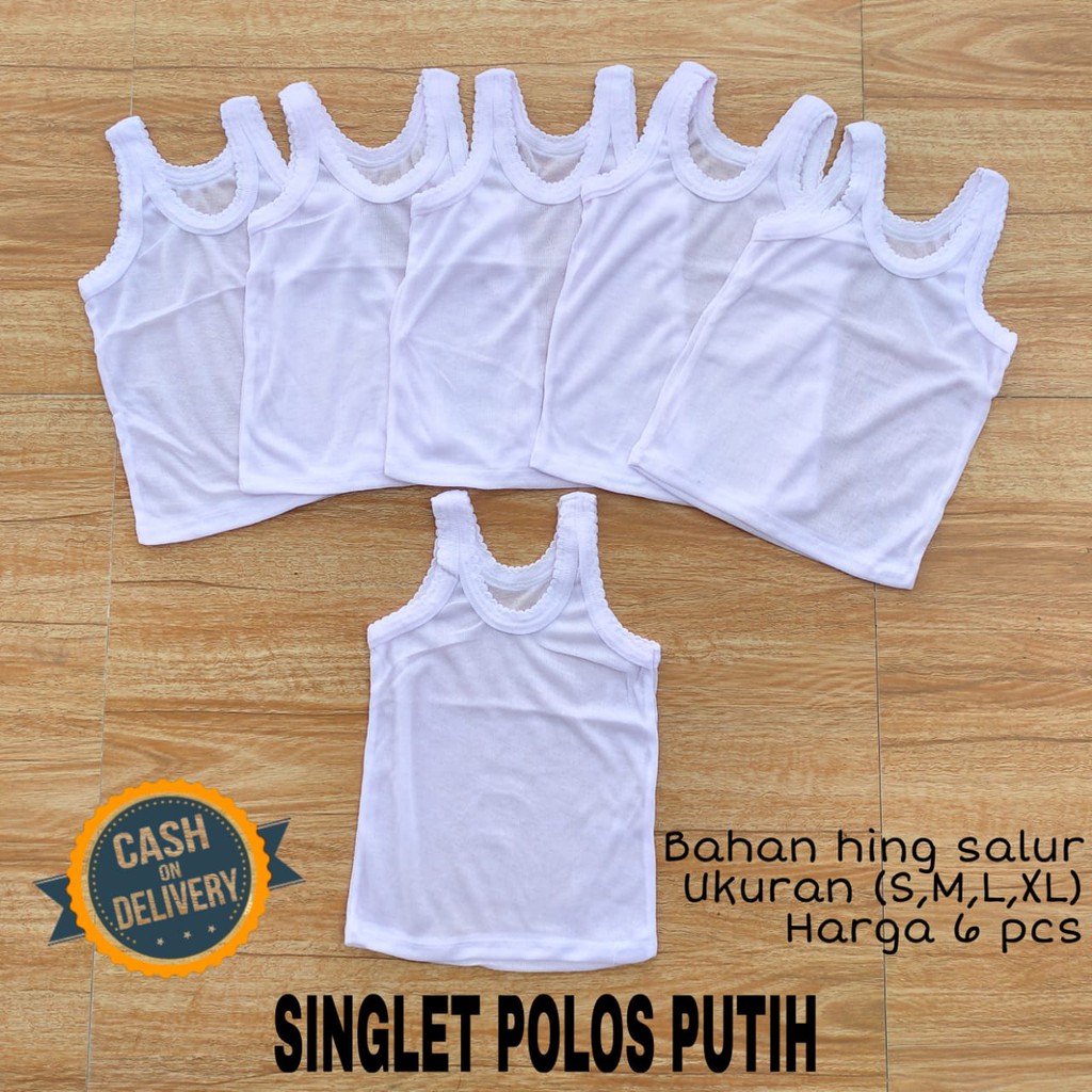 Jual 1/2 LUSIN (6 pcs) Singlet bayi PUTIH ukuran S / M / L / XL grosir ...