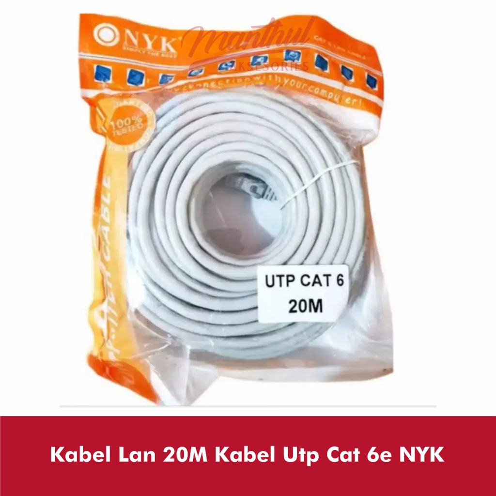 Jual CAT6 20M UTP Cable Networking Straight-Through Kabel LAN Cat 6 ...
