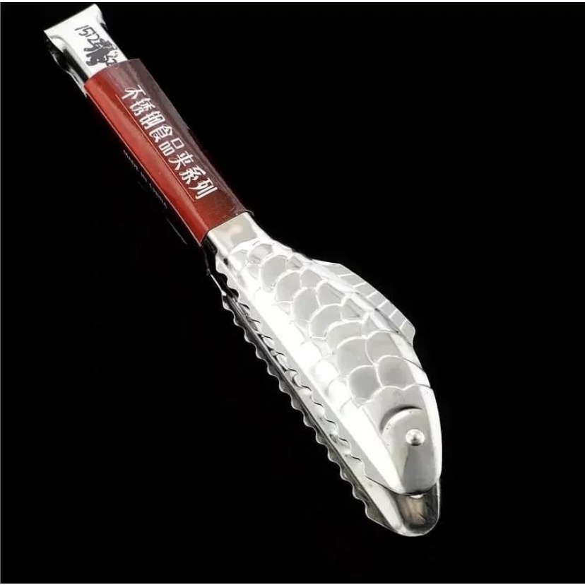 Jual FISH TIP SHAPE STAINLESS BBQ KITCHEN TONGS | Shopee Indonesia
