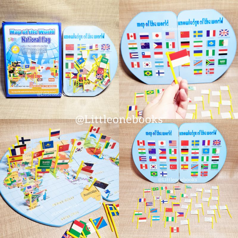 Jual MAP OF THE WORLD NATIONAL FLAG / world maps for kids / Map dunia ...