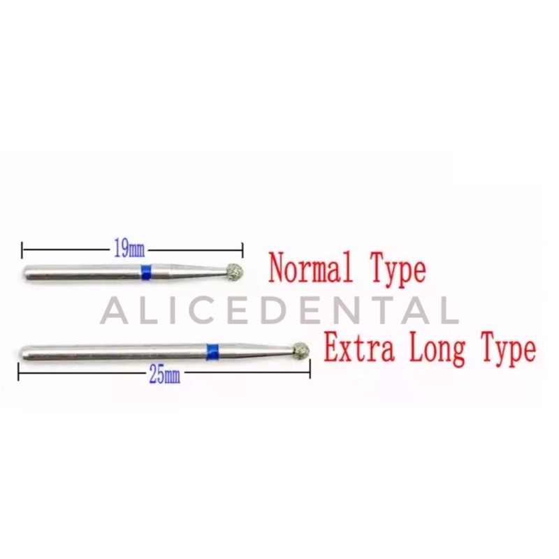 Jual Dental diamond bur bulat long shank long neck highspeed round bur ...