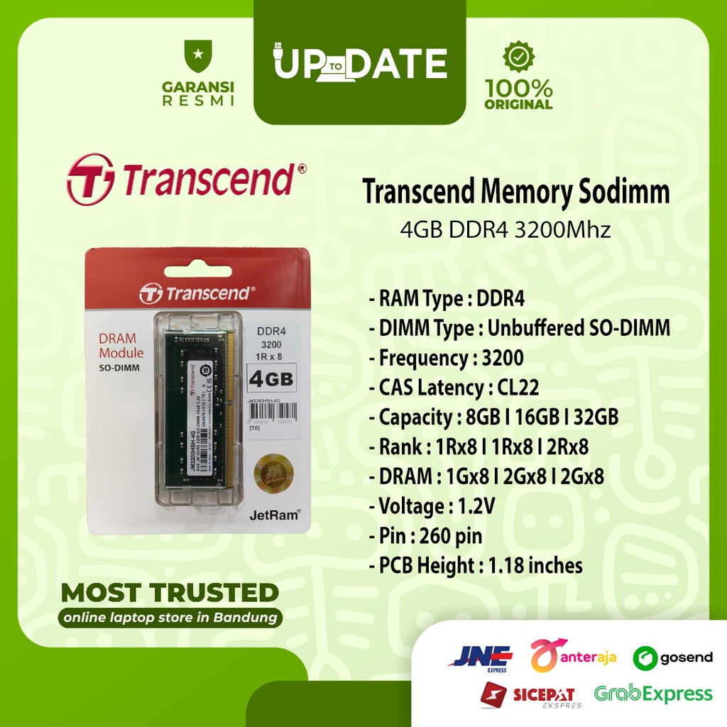 Jual Transcend Memory SO-DIMM JETRAM DDR4 3200 4GB | Shopee Indonesia Jual Transcend Memory SO-DIMM JETRAM DDR4 3200 4GB | Shopee Indonesia
