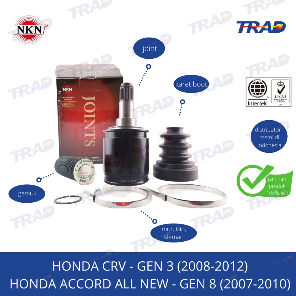 Jual CV Joint As Roda Dalam Kanan Kiri NKN JAPAN Accord gen 8, CRV gen ...