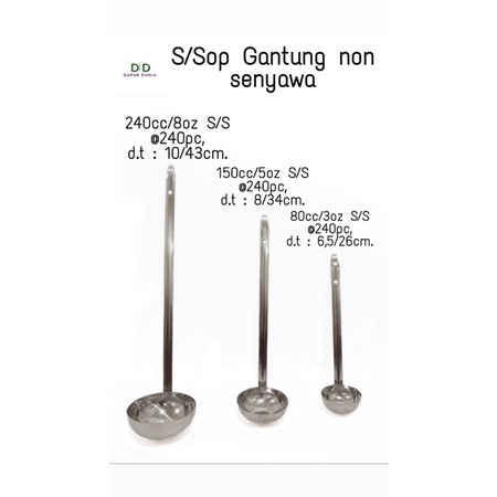 Jual Sendok sop gantung tidak senyawa ( 150cc / 240cc / 90cc ) | Shopee ...
