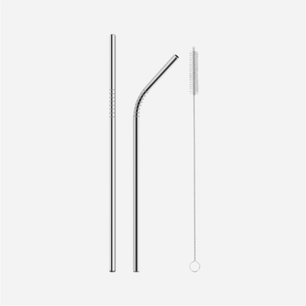 Jual Sedotan Besi Stainles Silver Stainless Steel Straw dengan Sikat ...