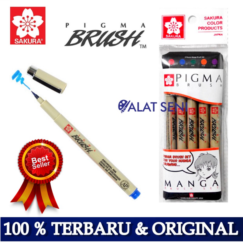 Jual Sakura Pigma Brush Manga 5 Set warna ( Pigma Micron Pen Brush Tip isi 5 ) | Shopee Indonesia
