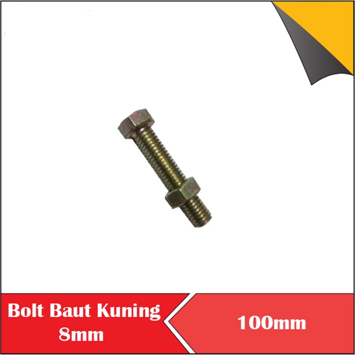 Jual BAUT MUR KUNING BMK M8 DIAMETER 8MM x 100MM | Shopee Indonesia