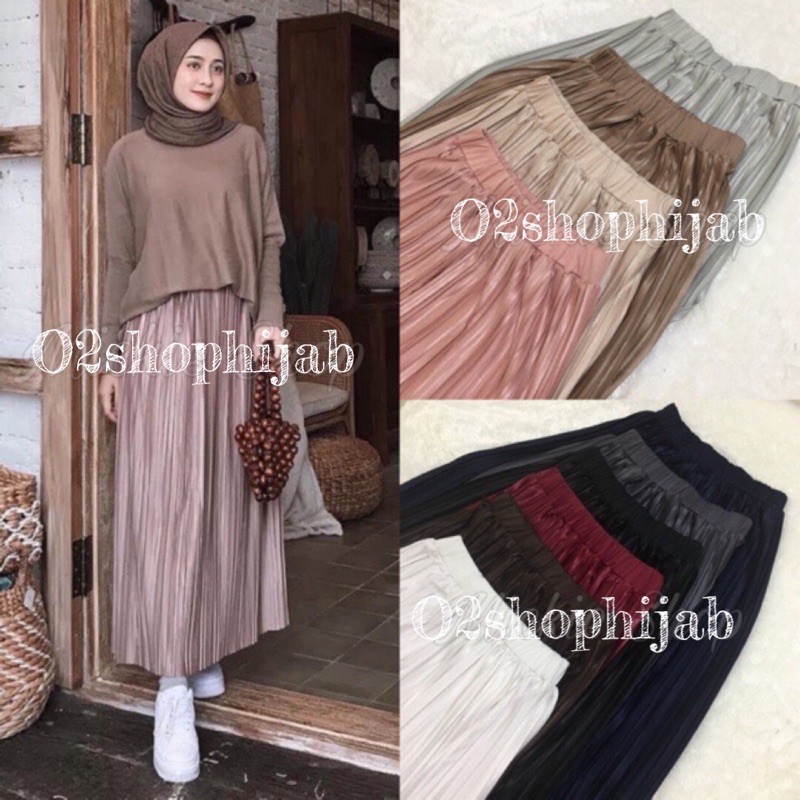Jual Rok Plisket Import | Rok Lipit Pleated | Polos Maxi Panjang Muslim ...