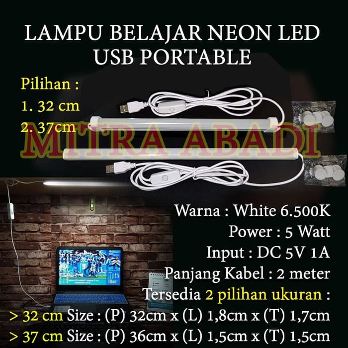 Jual Lampu Belajar Neon LED USB Portable DC 5V 1A | Shopee Indonesia