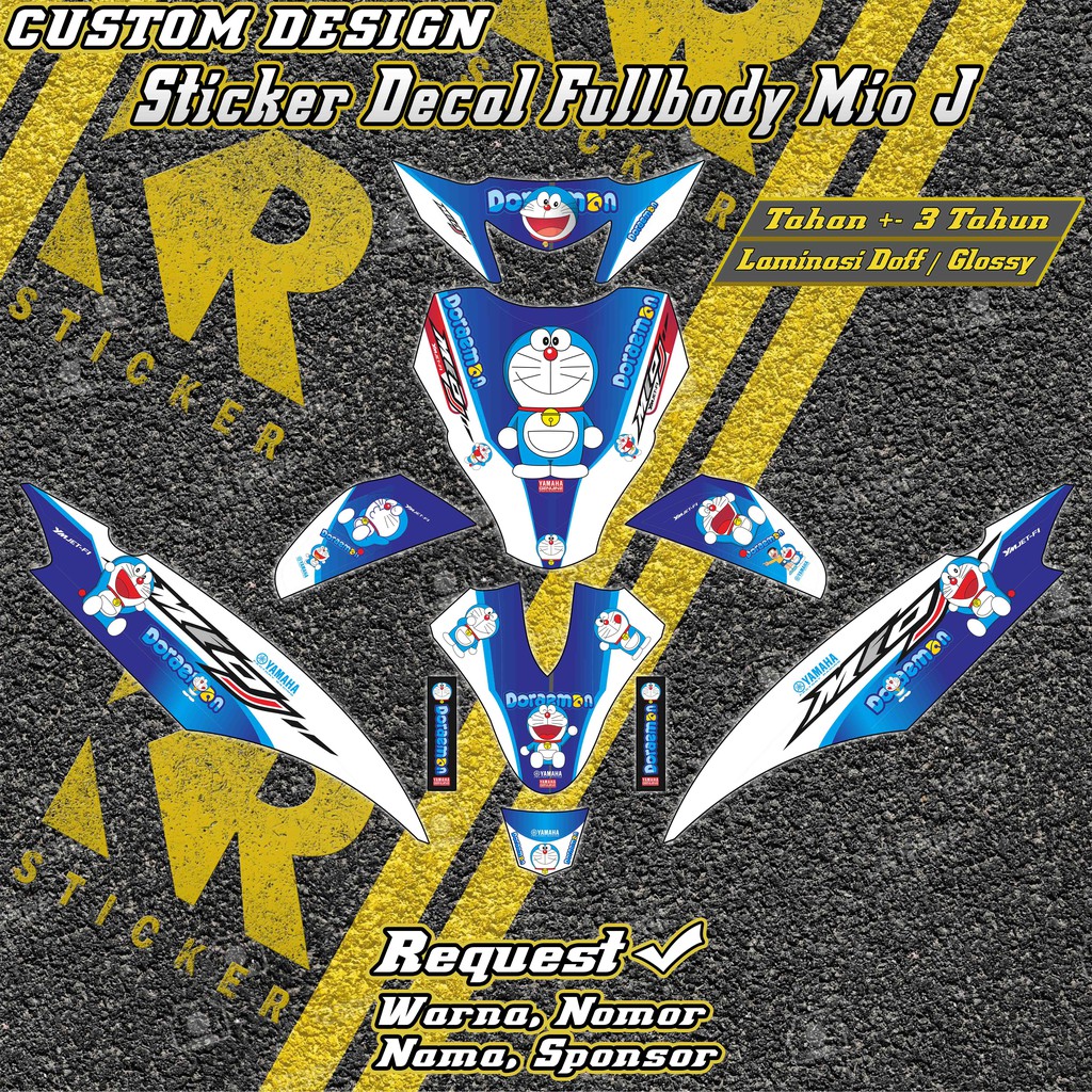 Jual Stiker decal Mio J fullbody DORAEMON request warna, nama, nomor ...