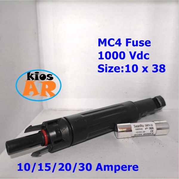 Jual FUSE Sekring inline MC4 DC 1000V Panel Surya dan FUSE 10mm x 38mm ...