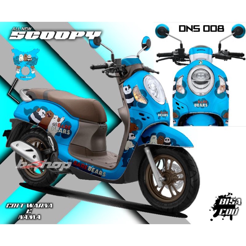 Jual Decal custom Scoopy new 2021 motif bears desain variasi motor full ...